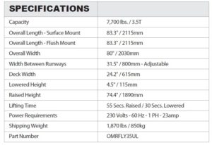 OMER Double Scissor Lift FLY35 - First Choice Automotive Equipment